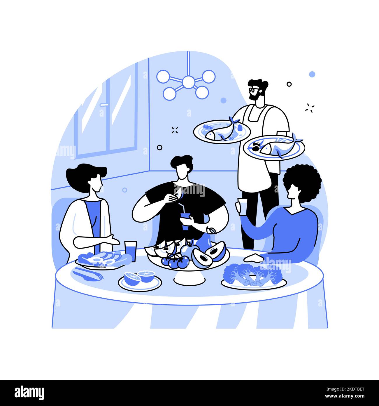 Serving healthy food isolated cartoon vector illustrations Stock Vector ...