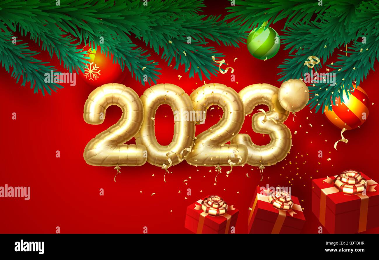 Happy New 2023 Year, holiday cover festive. Vector illustration Stock ...