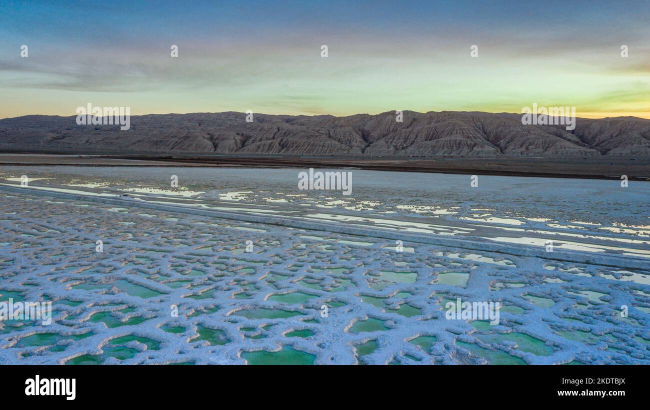 Aerial mountain cliff jade in qinghai lake Stock Photo - Alamy