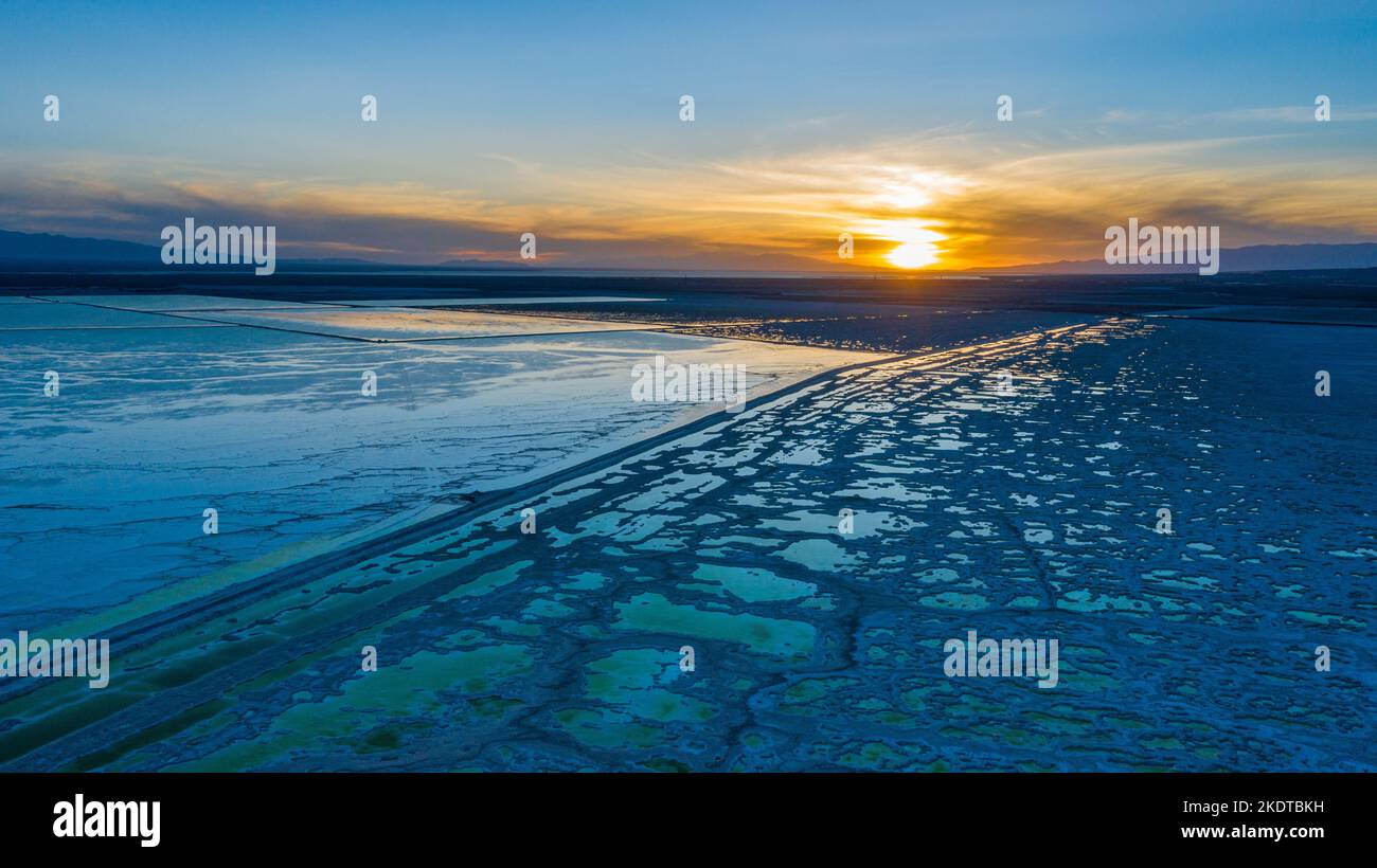 Aerial mountain cliff jade in qinghai lake Stock Photo - Alamy