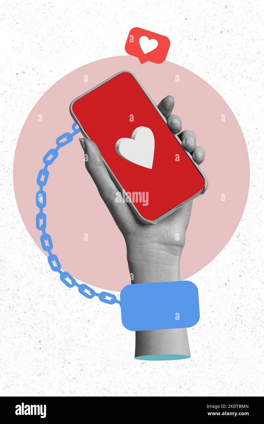 Creative photo 3d collage artwork poster postcard of arm hold modern ...