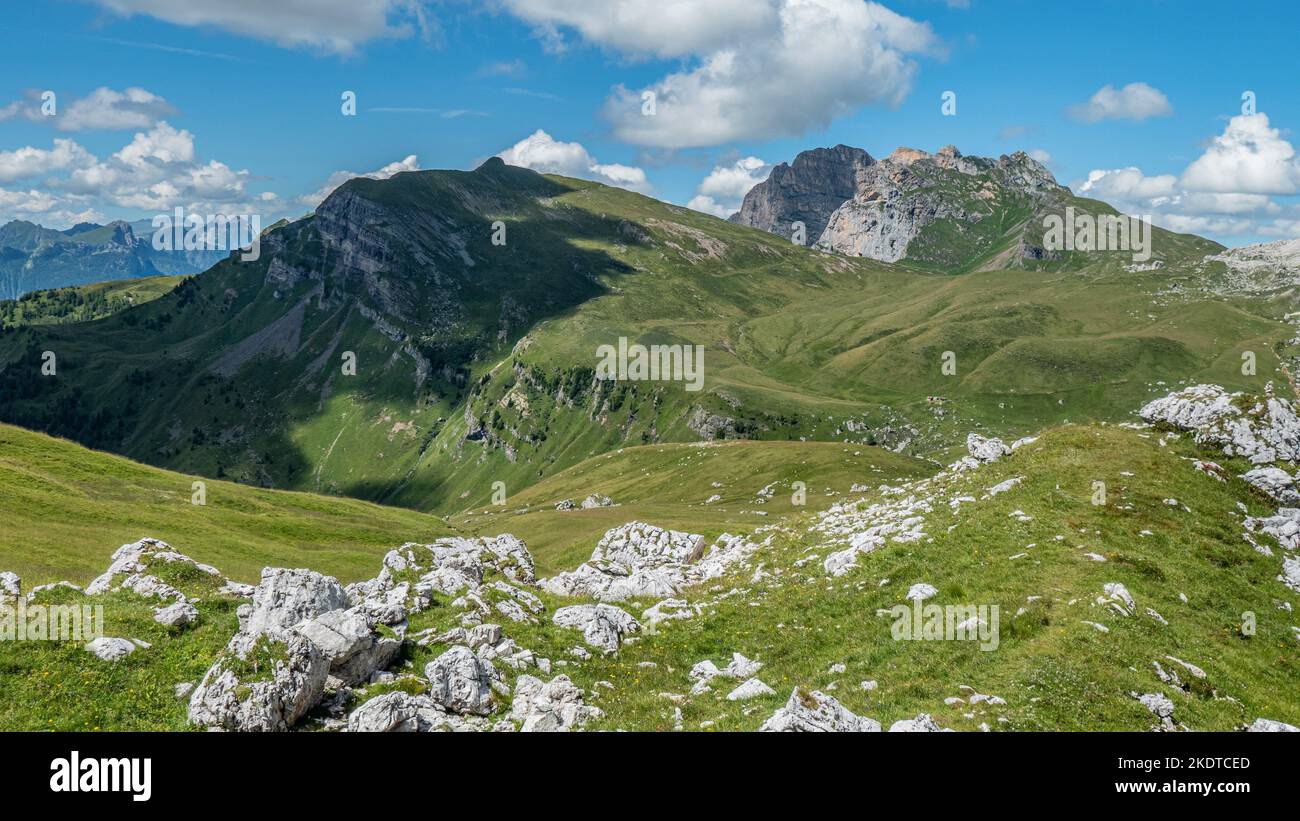 The beauty of the clouds, sun and shadow, Dolomites, Italy Stock Photo ...