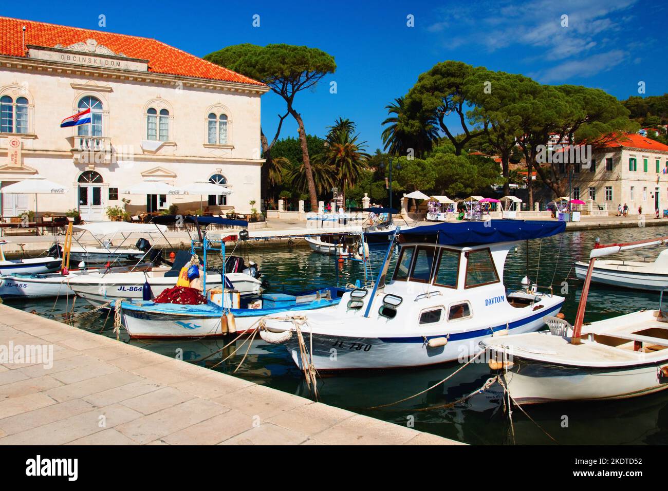 The town and harbor of Jelsa on the island of Hvar in the Adriatic Sea ...