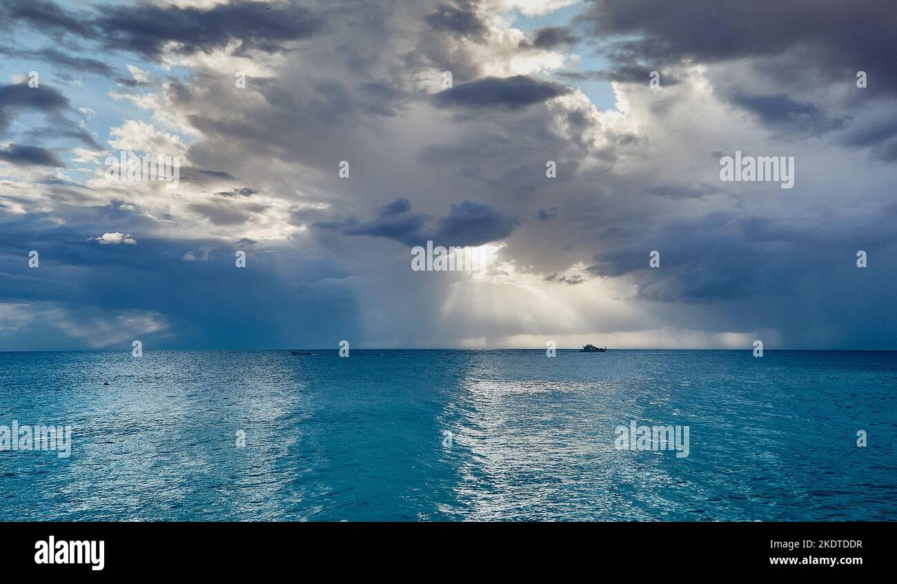 The sea of Roman things and the sun through the clouds Stock Photo - Alamy