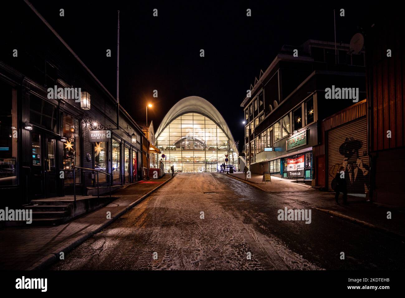 Tromso library at night. Norway Stock Photo - Alamy