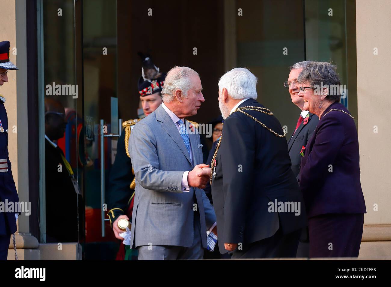 King Charles III speaking with the Mayor of Leeds, Councillor Bob ...