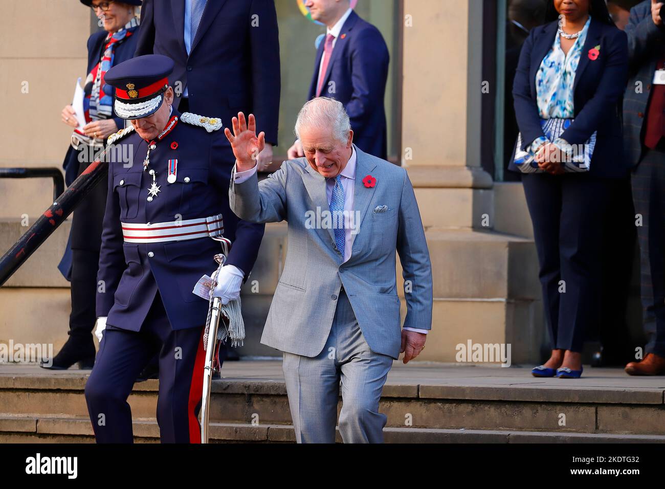 King Charles III outside Leeds Central Library & Art Gallery during his ...