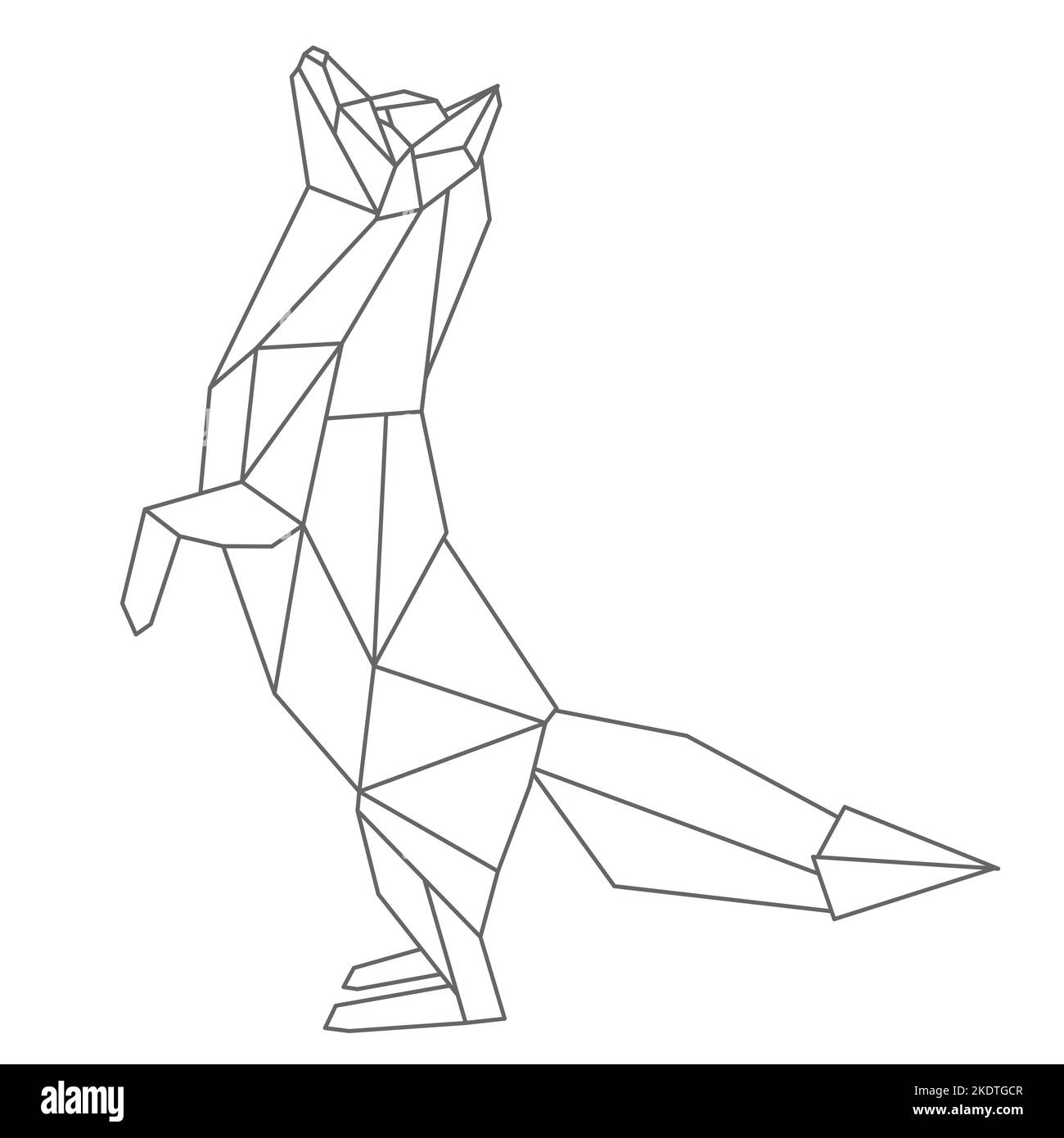 Fox stands on its hind legs. Geometric linear wild animal. Abstract minimalistic illustration ...