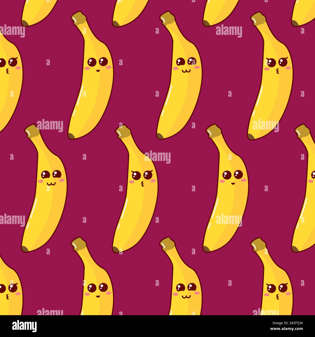 Cute Cartoon seamless pattern with funny bananas Stock Vector Image ...