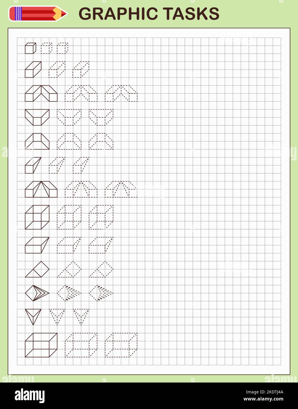 Graphic tasks by cells. Educational games for kids Stock Vector Image ...