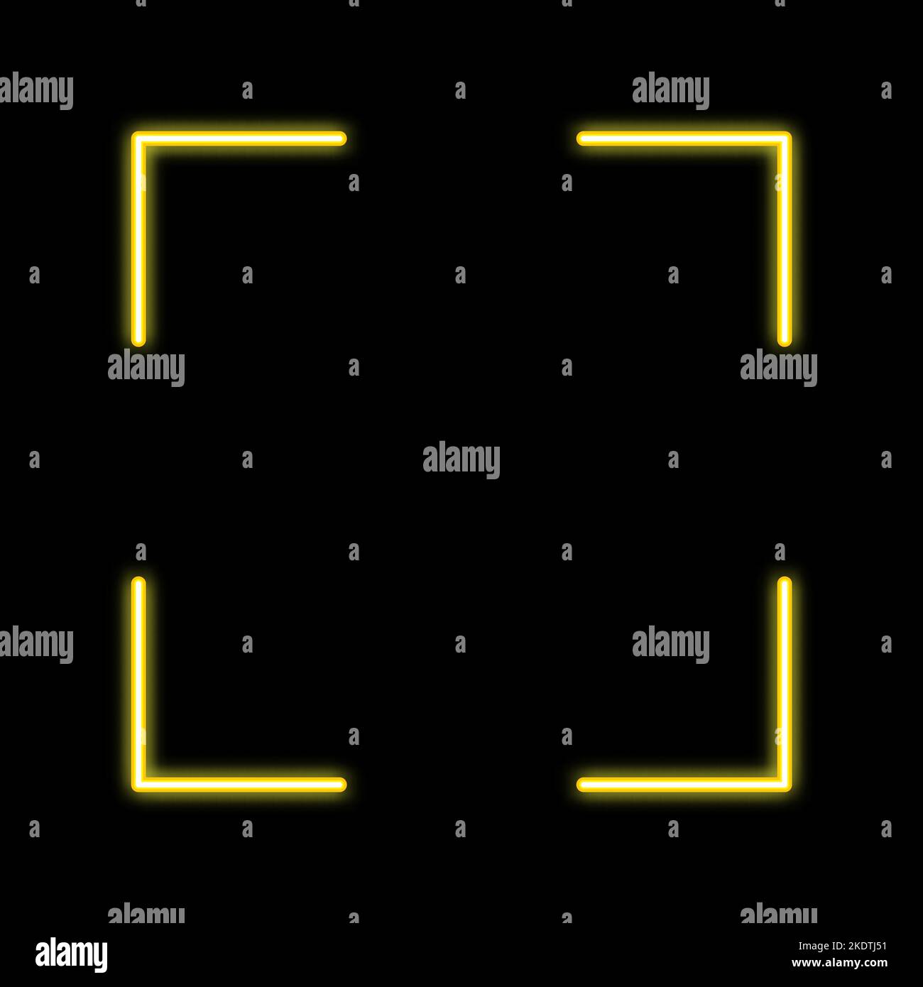 Neon yellow shining square frame in line style. Glowing lines border ...