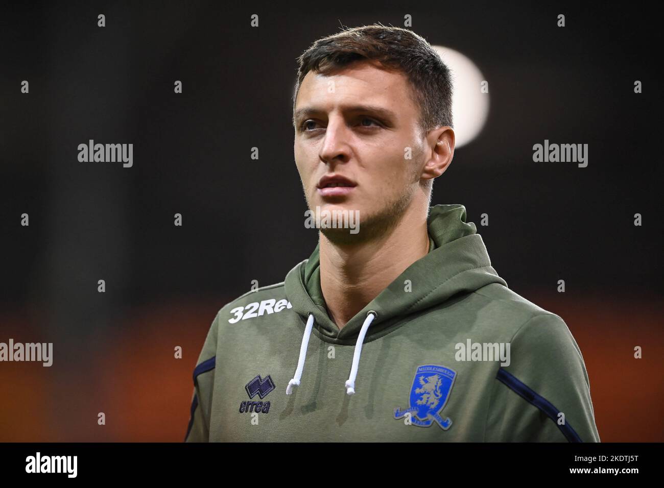 Dael Fry #6 of Middlesbrough arrives at Bloomfield Road, Home of ...