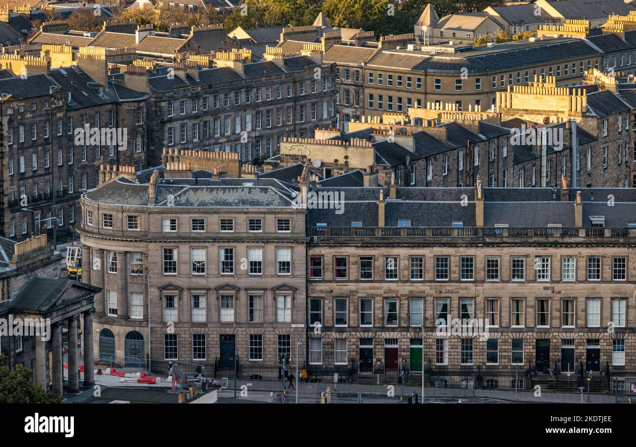 View over Georgian tenement rooftops at top of Leith Walk, Edinburgh ...
