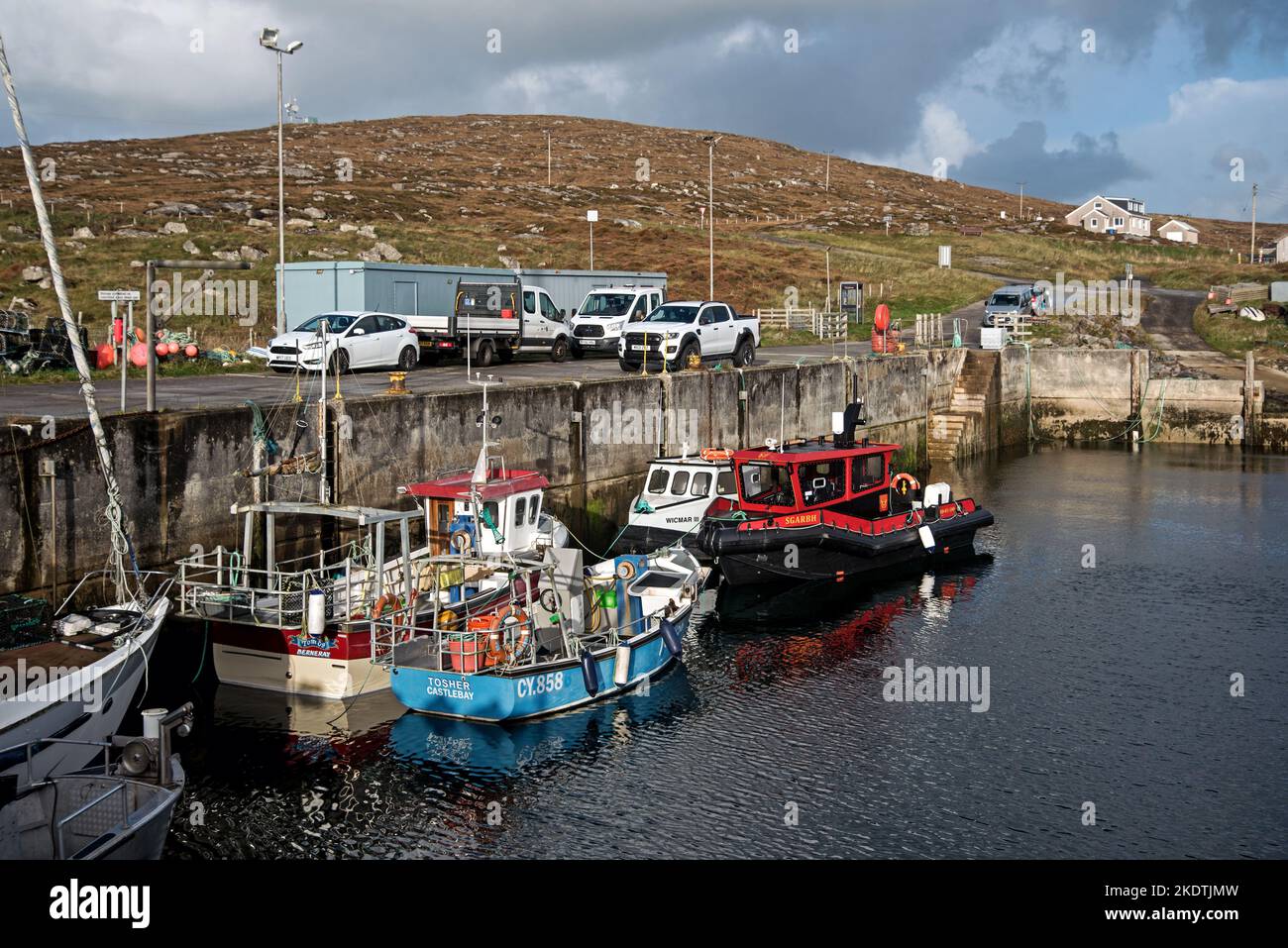 Berneray Harbour at Borgh on the Isle of Berneray in the Outer Hebrides ...