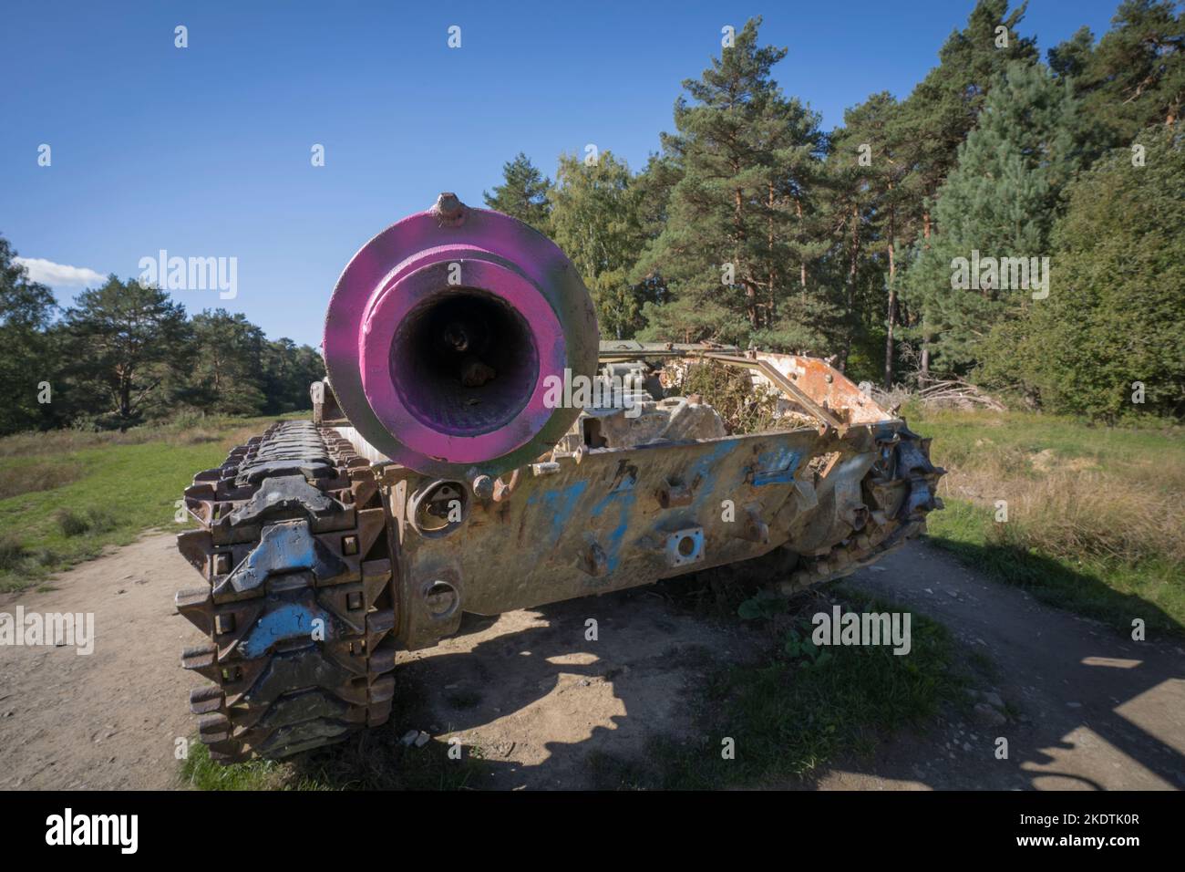 Scrap battle tank on a military training area Stock Photo - Alamy
