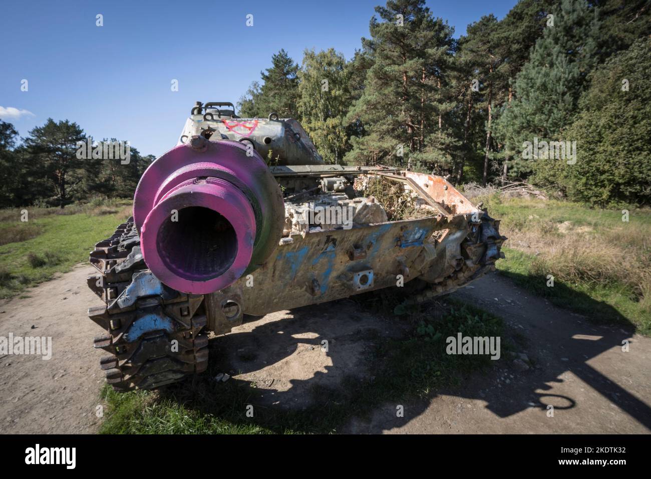 Scrap battle tank on a military training area Stock Photo - Alamy