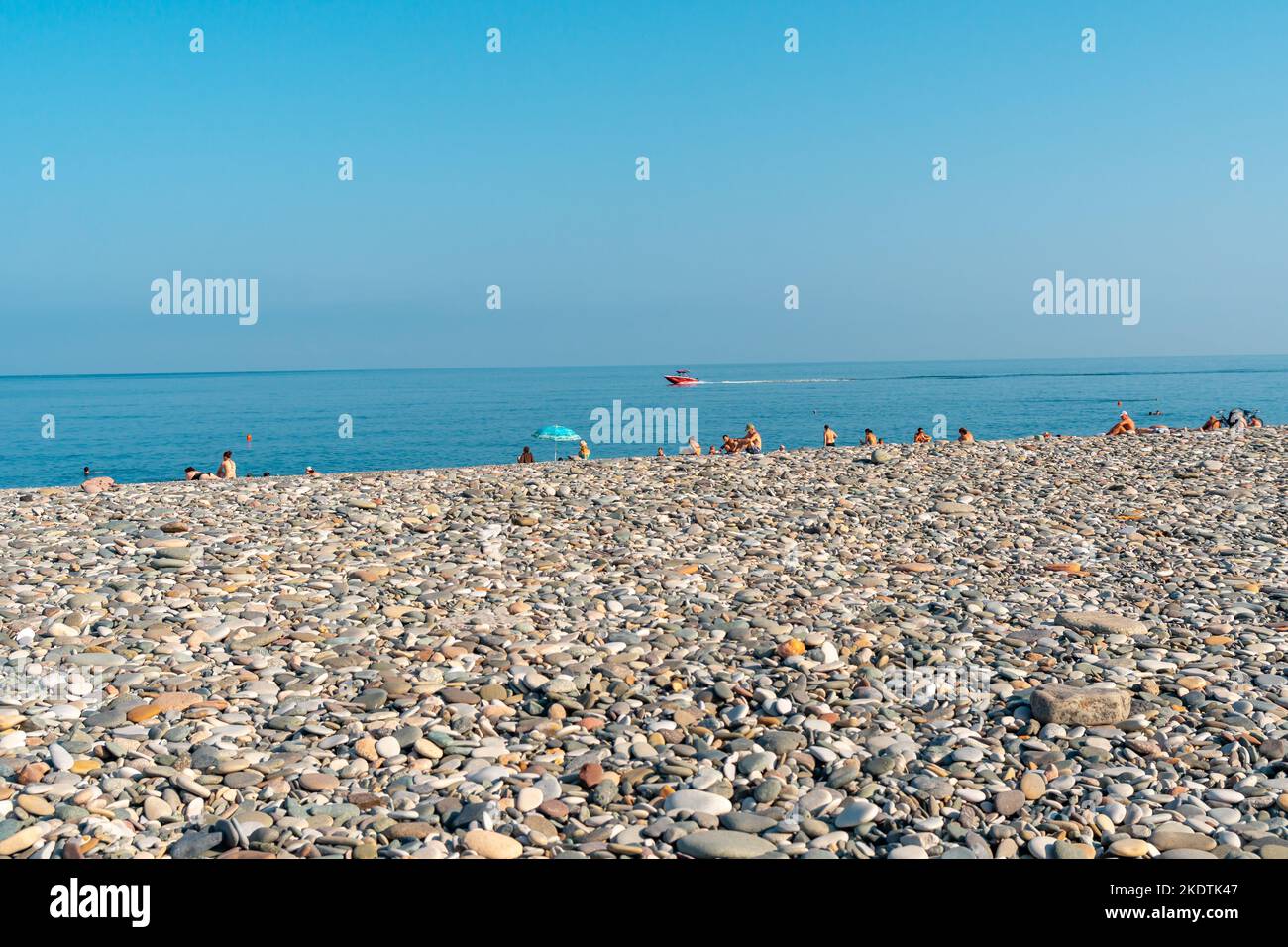Batumi, Georgia - 30 August, 2022: People relax on the beach in Batumi ...