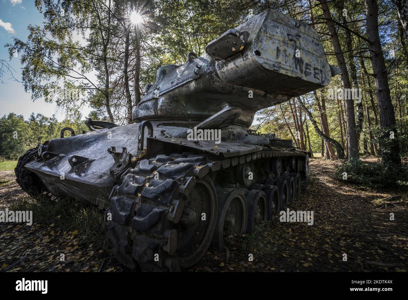 Scrap battle tank on a military training area Stock Photo - Alamy