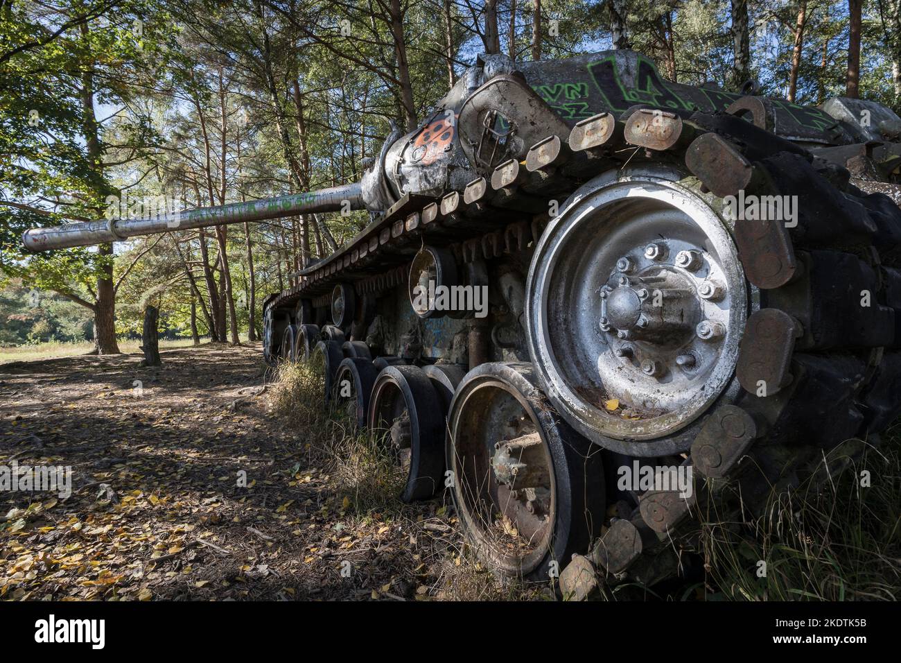 Scrap battle tank on a military training area Stock Photo - Alamy