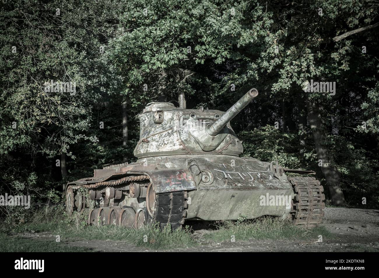 Scrap battle tank on a military training area Stock Photo - Alamy