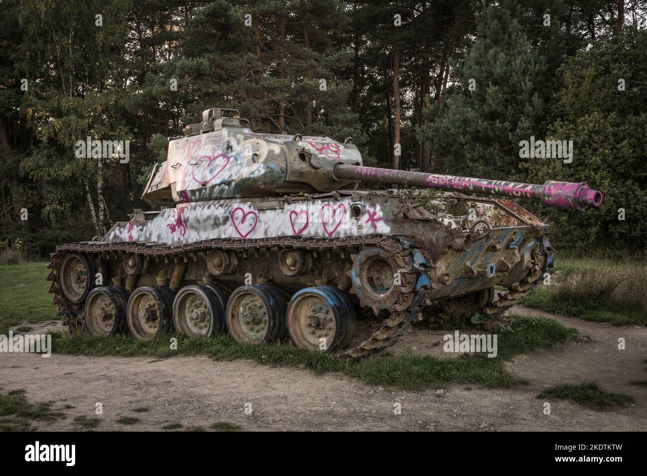 Scrap battle tank on a military training area Stock Photo - Alamy