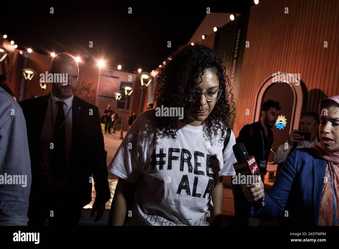 Sharm El Sheikh, Egypt. 08th Nov, 2022. Sanaa Seif (C), sister of ...