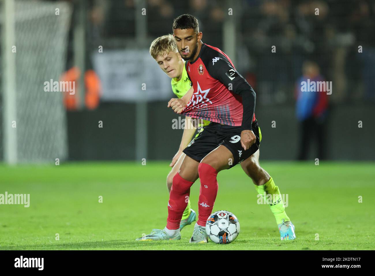 Charleroi's Martin Wasinski and Seraing's Simon Elisor fight for the ...