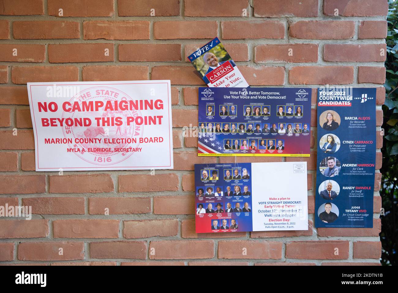 Indianapolis, USA. 08th Nov, 2022. Campaign signs on Election Day at St ...
