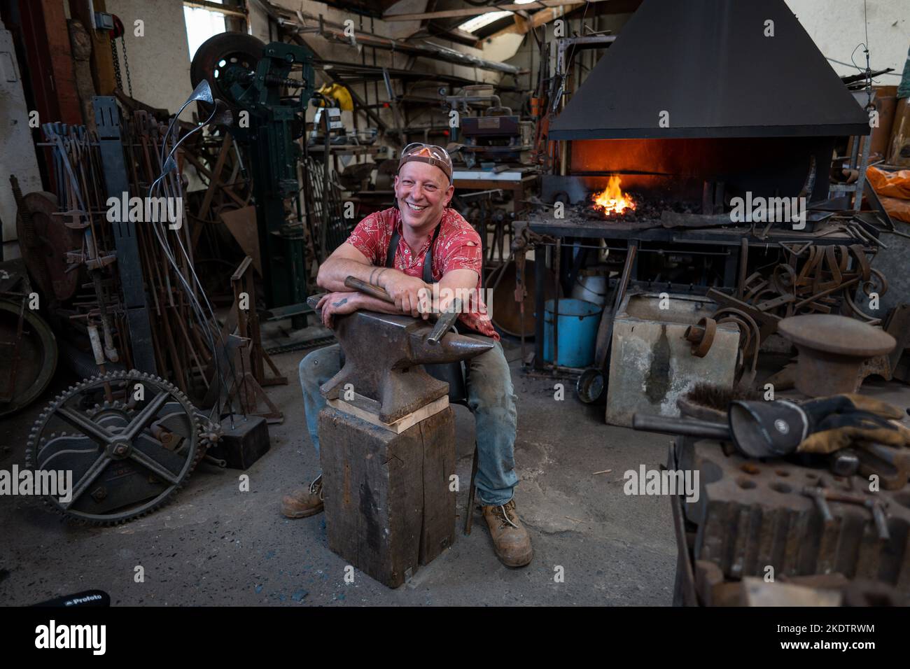 Matt Coe, a blacksmith, photographed on Dartmoor, Devon, UK Stock Photo ...