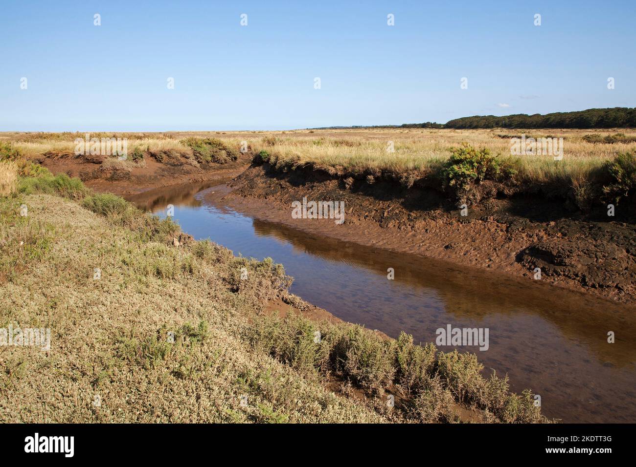 Water channel through Stiffkey Salt Marshes, Norfolk, England, UK ...