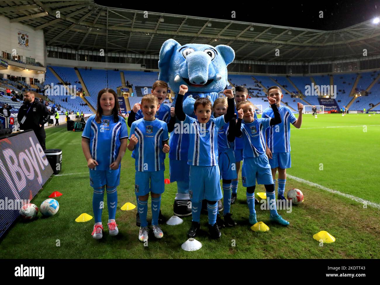 Match day mascots pose for a photo with Sky Blue Sam ahead of the Sky ...