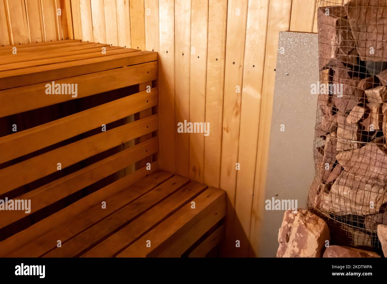 Interior details of traditional Finnish sauna steam room. Traditional ...
