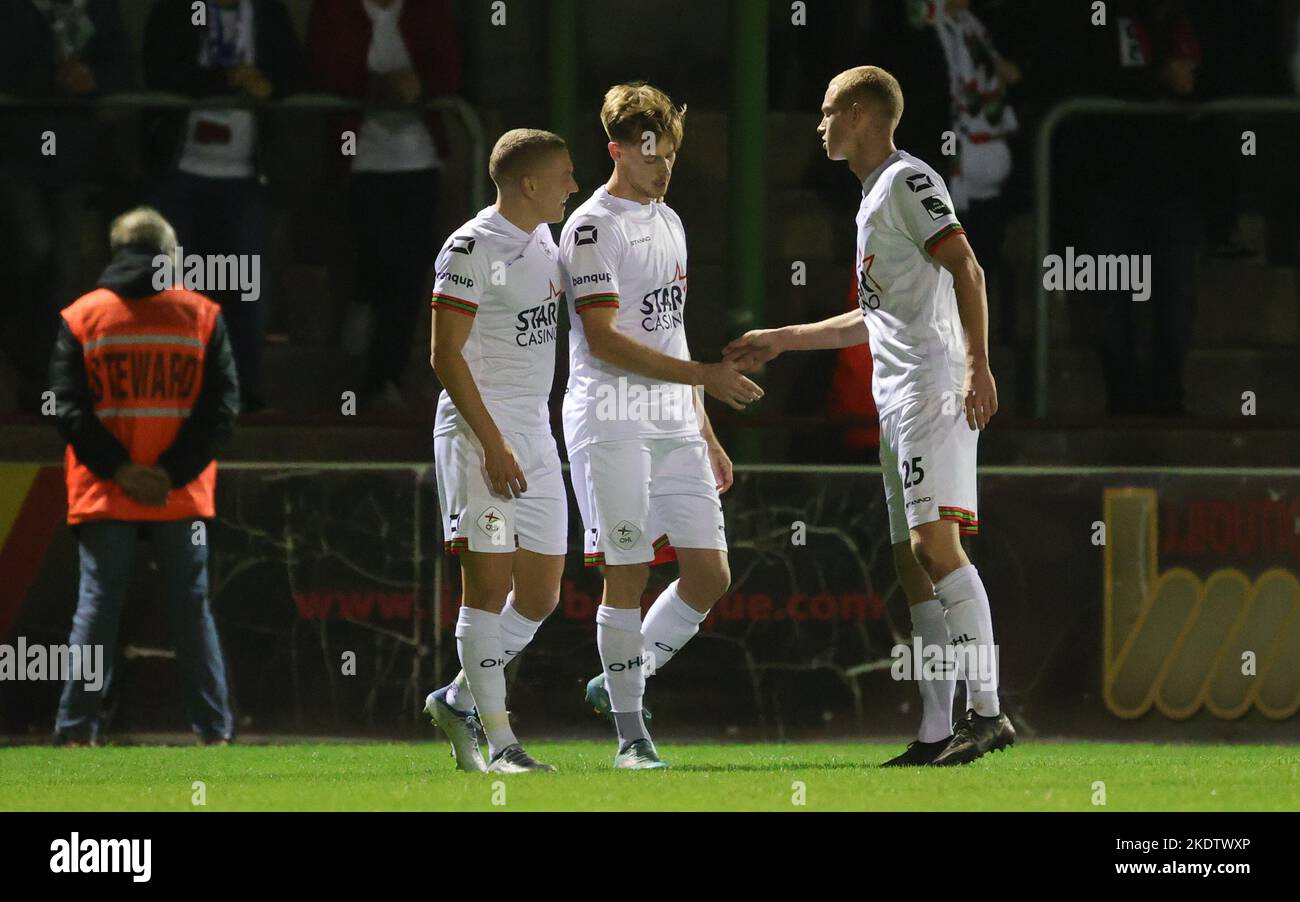 OHL's Mathieu Maertens celebrates after scoring during a Croky Cup 1/16 ...