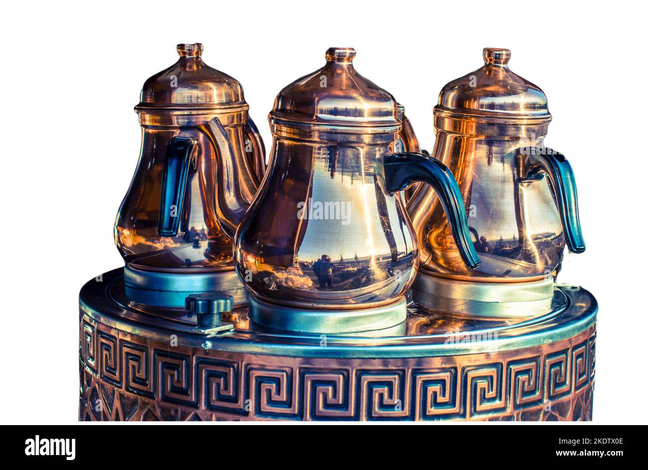 Traditional Turkish tea pots isolaed on white background Stock Photo ...