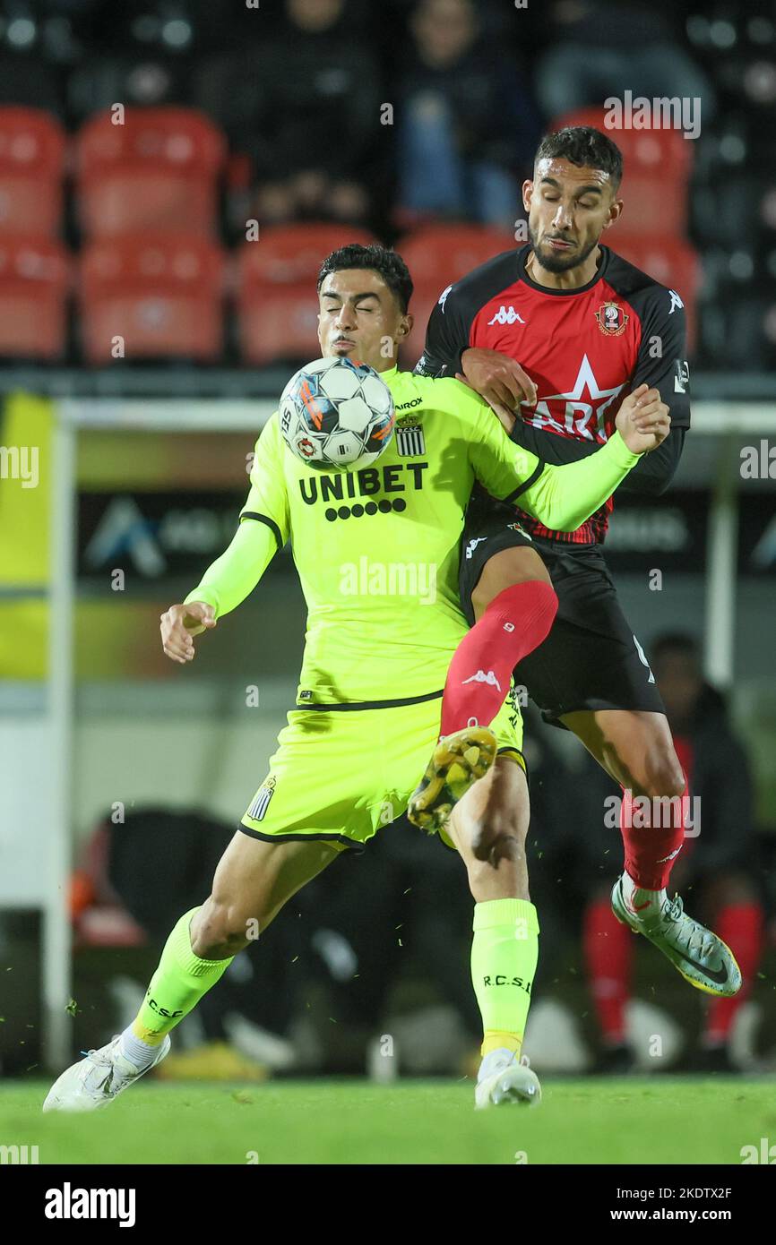 Charleroi's Stelios Andreou and Seraing's Simon Elisor fight for the ...