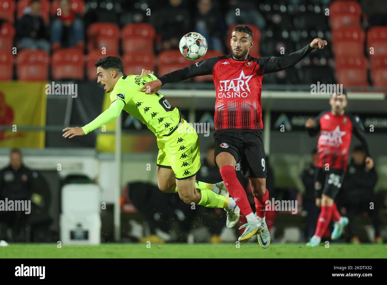 Charleroi's Stelios Andreou and Seraing's Simon Elisor fight for the ...