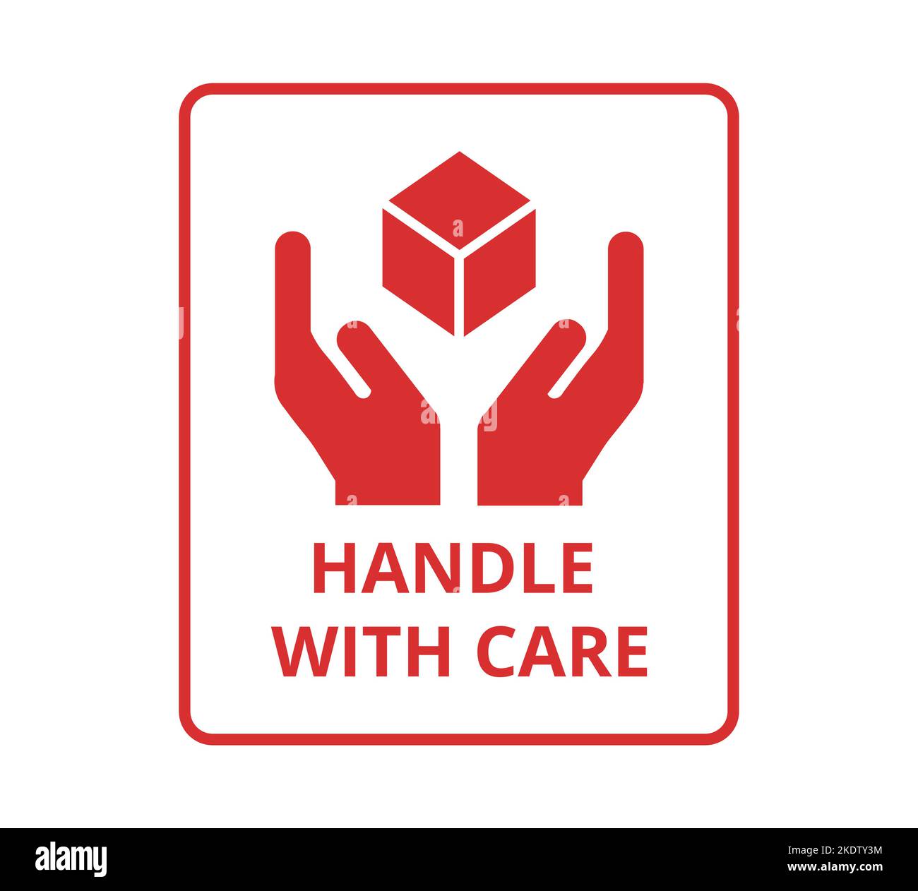Red Handle with Care sign vector. Concept of packaging Stock Vector Image & Art - Alamy