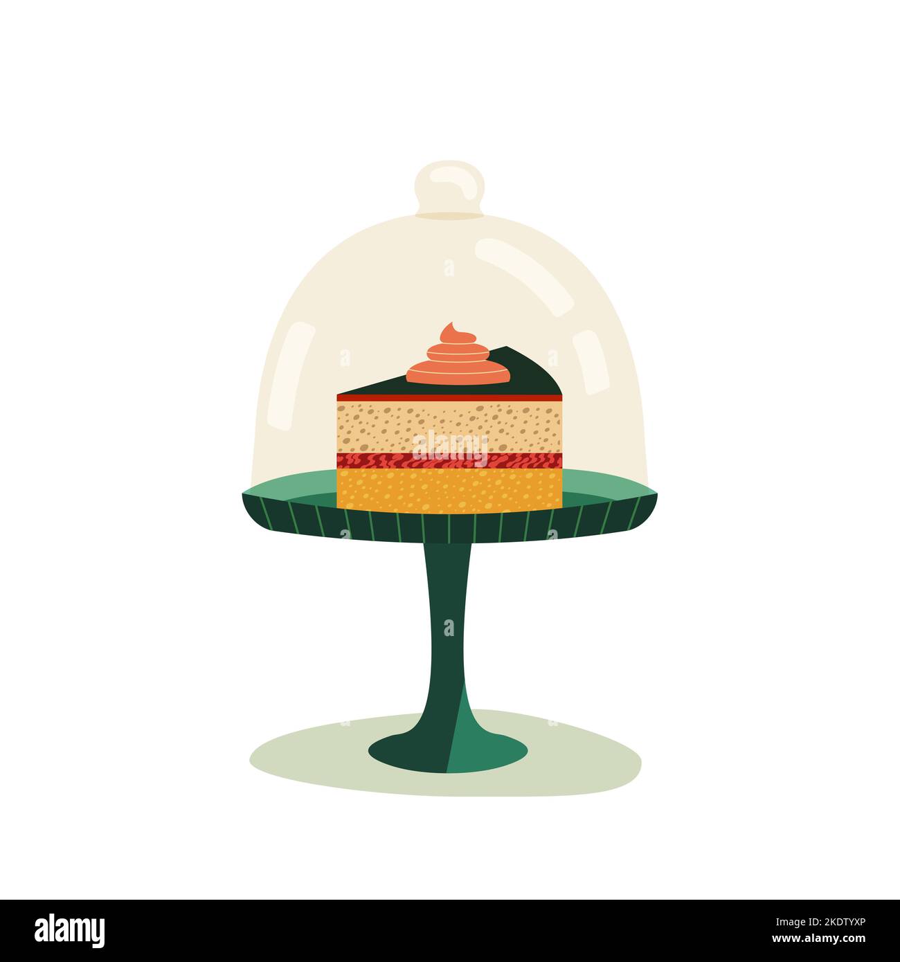 Cake slice on stand with glass dome vector icon Stock Vector Image & Art - Alamy