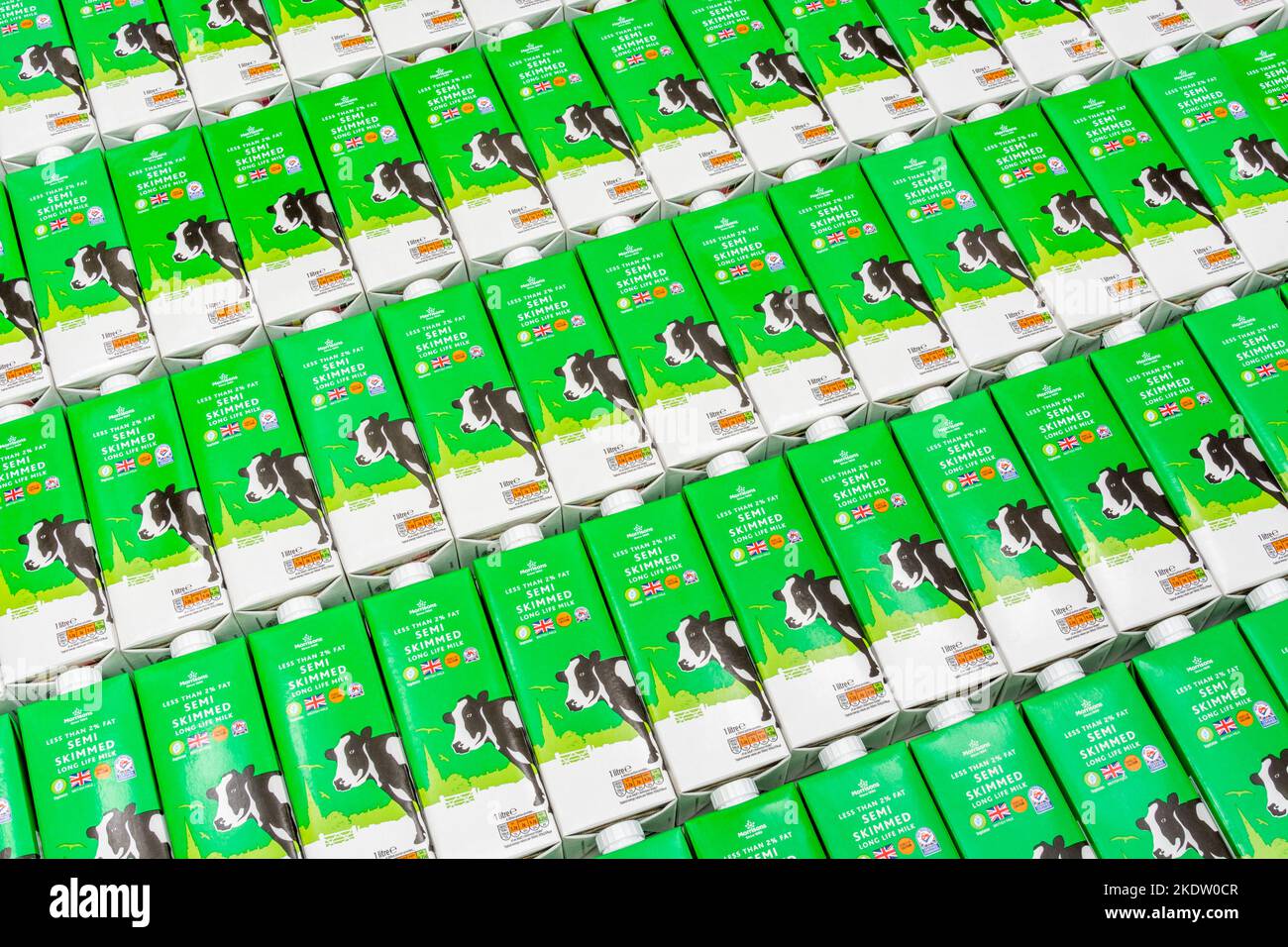 1 Litre paper carton units of Morrison's own-label long-life UHT semi ...