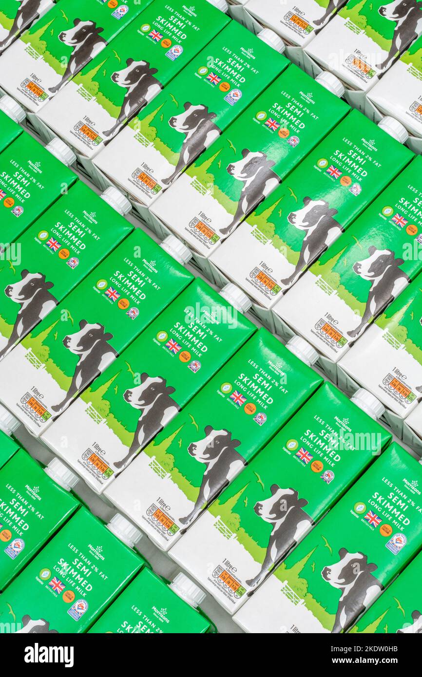1 Litre paper carton units of Morrison's own-label long-life UHT semi ...