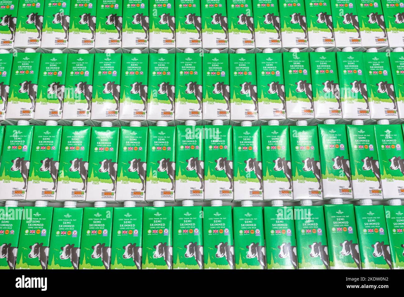 1 Litre paper carton units of Morrison's own-label long-life UHT semi ...