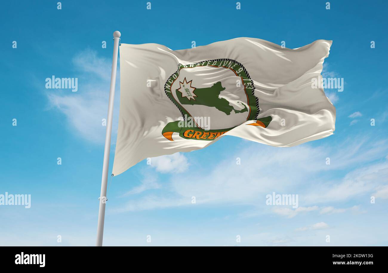 official flag of Greenfield, Massachusetts untied states of America at ...
