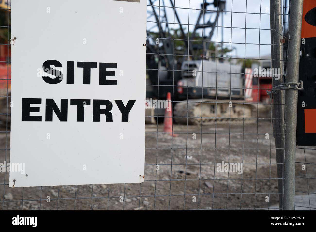 Site entry sign on old Westpac construction site, downtown Tauranga ...