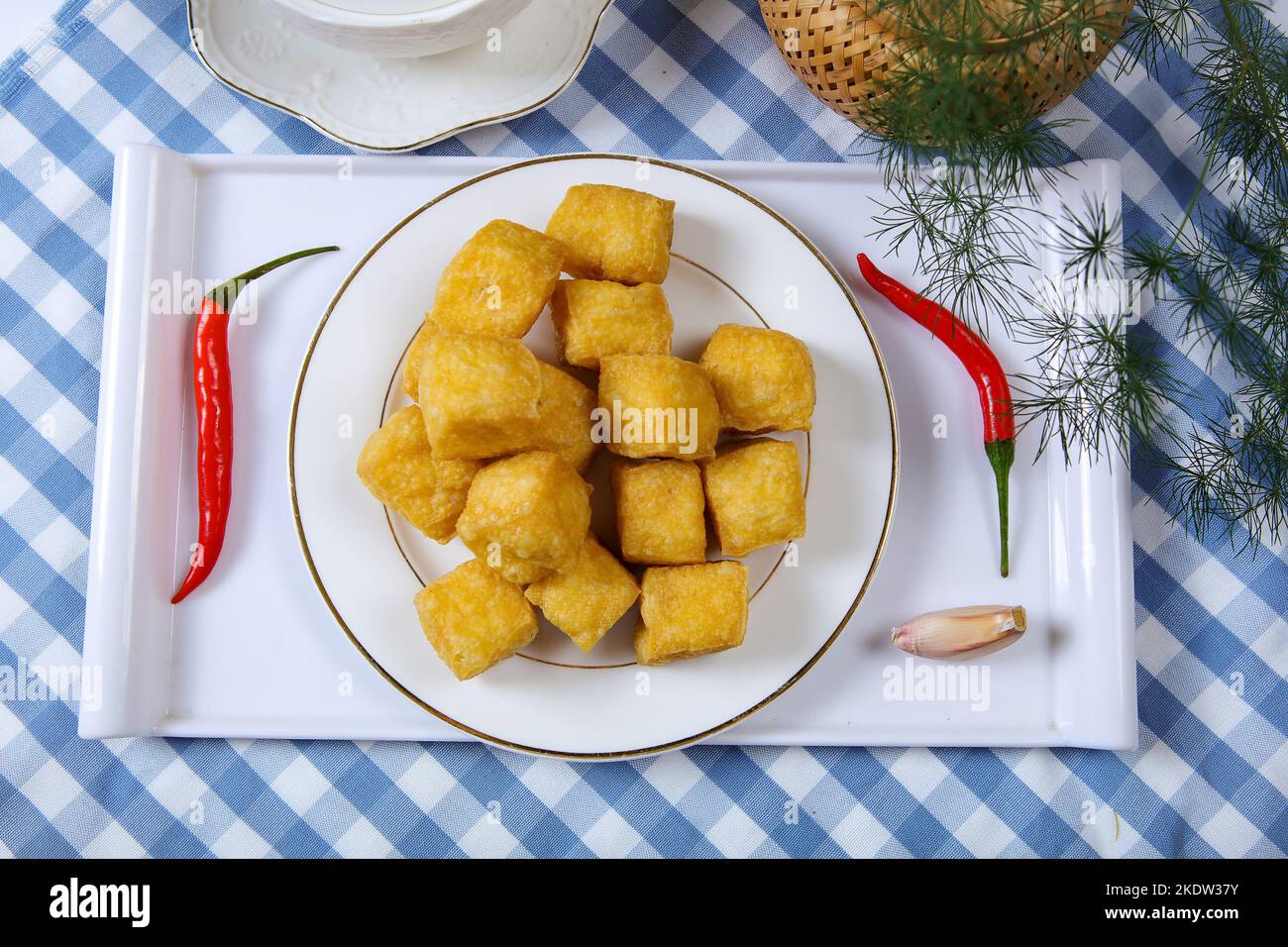 A small amount of oil bean curd Stock Photo - Alamy