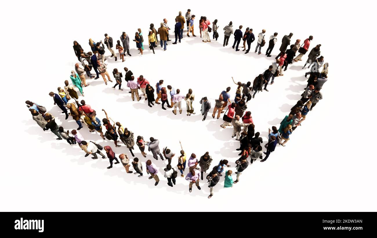 Concept or conceptual large community of people forming the image of a ...