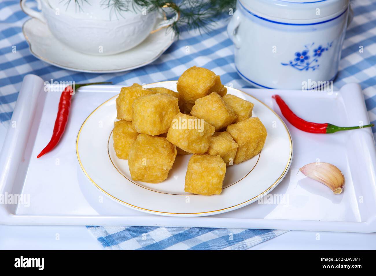 A small amount of oil bean curd Stock Photo - Alamy
