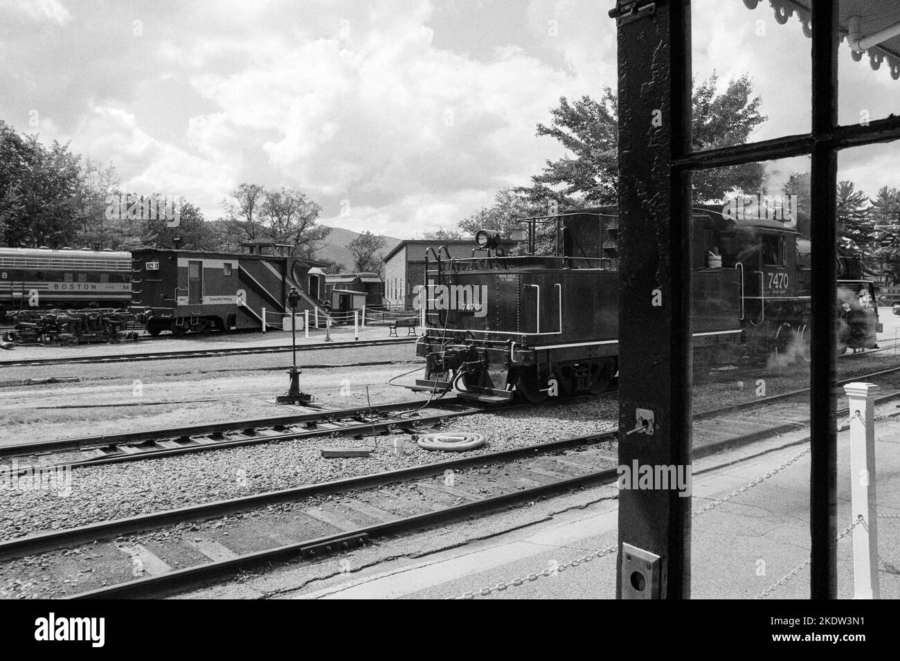 A view of the rail yard from the back door of the Conway Scenic ...