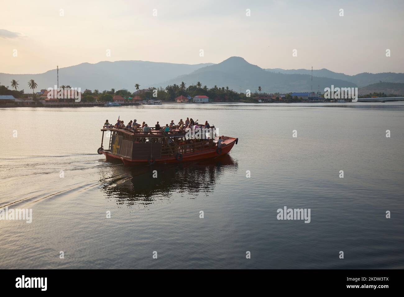 Evening River Boat Cruise along the river front in Kampot Cambodia ...