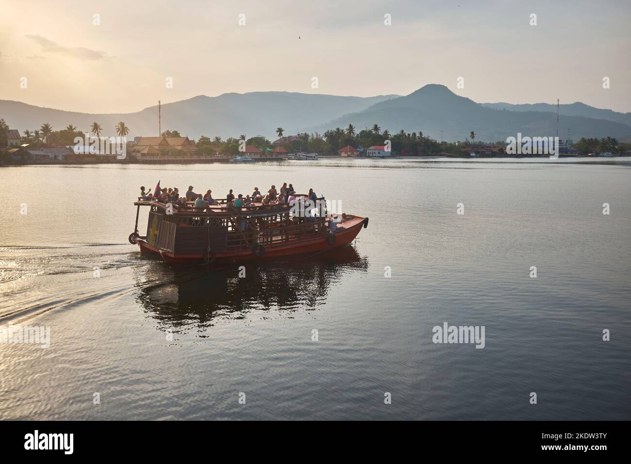 Evening River Boat Cruise along the river front in Kampot Cambodia ...