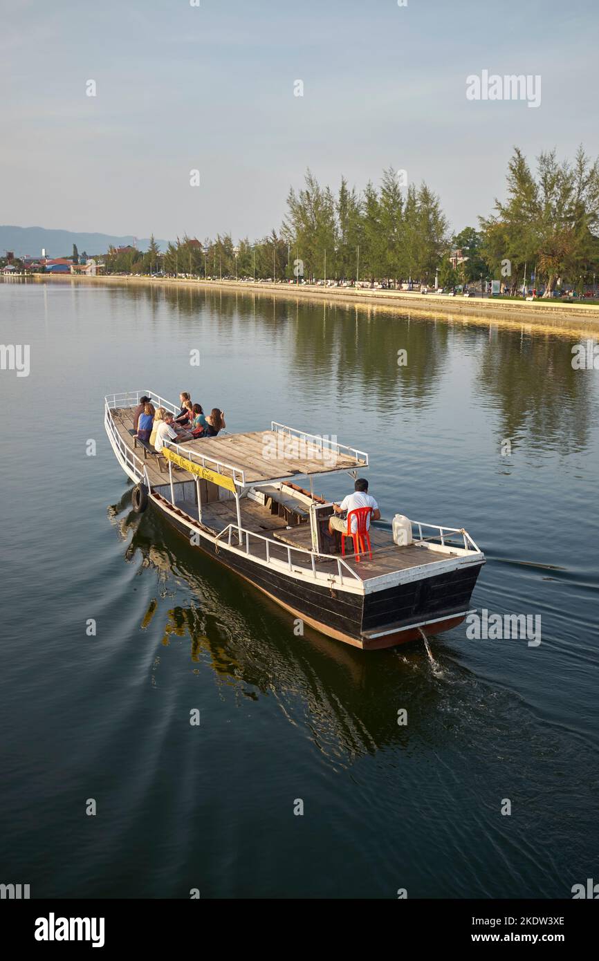 Evening River Boat Cruise along the river front in Kampot Cambodia ...